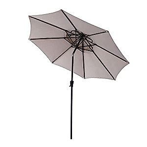 FLAME&SHADE 9 ft Double Top Outdoor Market Patio Table Umbrella with Tilt, Beige