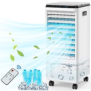 Evaporative Air Cooler - AOLOS 3-IN-1 Portable Air Cooler & Air Conditioner Fan w/Remote, 3 Speeds, 1.85-Gal Water Tank, 7H Timer & 40°Oscillation, Ultra Quiet Evaporative Cooler for Room Home Office