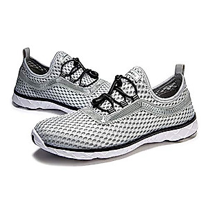 SUOKENI Women's Quick Drying Slip On Water Shoes for Beach or Water Sports Ultralight Walking Shoes LightGray,Size:US 8.5/EU 39