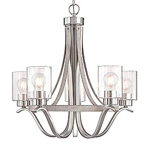 Westinghouse Lighting 6576900 Barnwell Five-Light Indoor Chandelier, Antique Ash and Brushed Nickel Finish with Clear Seeded Glass