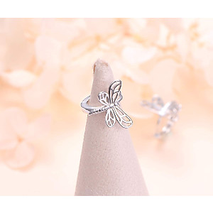 DAOCHONG S925 Sterling Silver Small Huggie Dragonfly Hoop Earrings for Women Ear Jewelry Birthday Gift (Dragonfly Small Hoop Earrings)