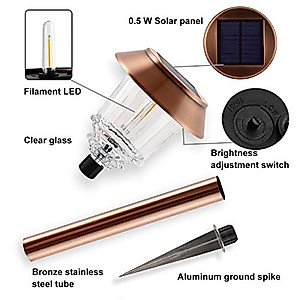 XMCOSY+ Solar Pathway Lights for Garden - 4-Pack Outdoor Solar Lights for Yard, Solar Lights Outdoor Waterproof IP65, 10-40 LM Auto On/Off Warm White LED Landscape Lighting for Lawn Walkway Sidewalk