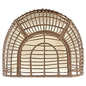 Manhattan Comfort Spezia Freestanding Steel and Rattan Outdoor Egg Chair with Cushions, Tan and Cream