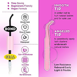 DIY Lash Extension Kit 280pcs Individual Lashes Cluster D Curl Eyelash Extension Kit 30D 40D 9-16mm Mix Lash Clusters with Lash Bond and Seal and Lash Applicator Tool for Self Application at Home (30D+40D-0.07D-9-16MIX KIT)