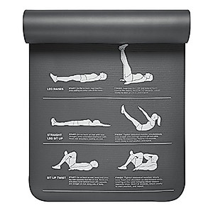 Gaiam Restore Fitness Exercise Mat with Self-Guided Exercise Illustrations Printed on Mat, 10mm Thick