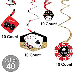 Big Dot of Happiness - Las Vegas - Casino Party Hanging Decor - Party Decoration Swirls - Set of 40