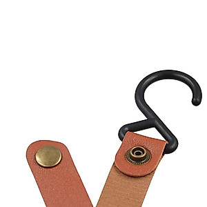 GUDEKIKL 5Pcs Leather Straps with S Hooks, Multifunctional S Shelf Hooks, Outdoor Camping Strollers Hooks Hangers, Portable Utility Hooks for Hanging