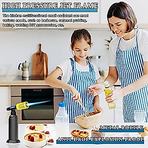 Molgoc Butane Torch with Anti-scalding Device,Stainless Steel Protective Cover,Refillable Kitchen Torch Lighter,Adjustable Flame Guard. (Butane Gas Not Included,Yellow) (yellow)