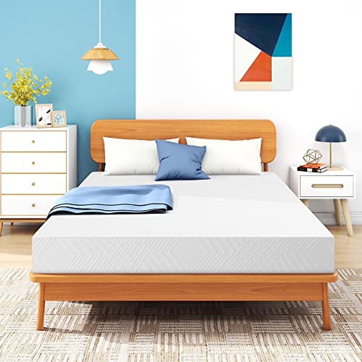 Full Mattress, 6 Inch Memory Foam Mattress Bed in a Box, Medium, Green Tea and Cooling Gel Infused CertiPUR-US Certified, Made in USA