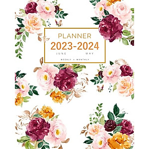 Planner 2023-2024: 8x10 Weekly and Monthly Organizer Large from June 2023 to May 2024 | Watercolor Flower Arrangement Design White