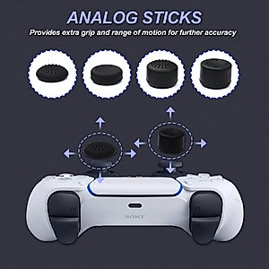 BEJOY PS5 Charging Station, Dual Type-C Controller Charger with Analog Stick (8PCS), Fast Charging Dock with LED Indicator for Sony Playstation 5 DualSense, White