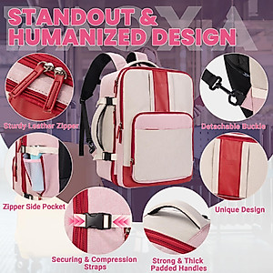 BAOXA Large Carry on Backpack, Expandable Travel Backpack for Women Airline Approved, 40L Suitcase Backpack for Women Men, Weekender Luggage Backpack for Traveling on Airplane (Pink)