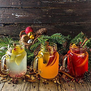 TANGLONG Mason Jar Cups, Mason Jars With Handle And Lids, Mason Jar Drinking Glasses, Glass Mason Jar Mugs 16 oz –12 Pack