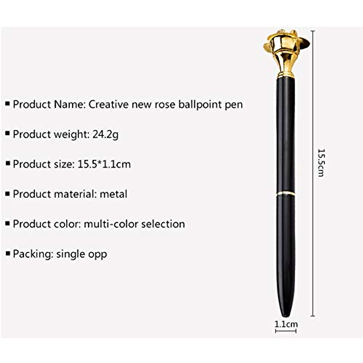 JYDQM 8pcs Customized with Own Logo Diamond Ballpoint Pen Rose Gold Metal Pens