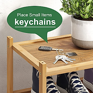 kiplant 3-Tier Shoe Rack for Entryway, Bamboo Wood Shoe Rack, Free Standing Shoe Racks for Indoor & Outdoor, Stackable Shoe Organizer for Closet