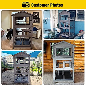 Aivituvin Bird Cages Outdoor Bird Aviary Indoor Parakeet Cage with Perch for Birds, Large Dove cage with Wire Netting Above The Removable Pull Out Tray - Wheels Include