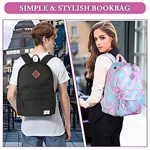 Kasqo School Backpack, 15.6 Inch Classic Lightweight Water-Resistant Backpack Bookbag Daypack for Women Teens Girls Kids College, Travel, Work, Multicolour