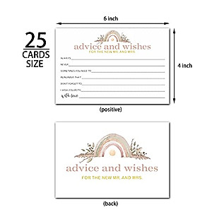 Yuansail Rainbow Floral Advice And Wishes Cards For The New Mr And Mrs, Wedding Advice for Bride Groom Newlyweds Bridal Shower,Aecorations Party Supply，25 Cards(bb001-JYK 008HL)