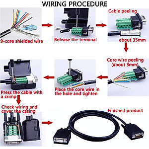 ANMBEST 10PCS DB9 Breakout Connector, 5PCS Male + 5PCS Female DB9 Solderless RS232 D-SUB Serial to 9-pin Port Terminal Adapter Connector Breakout Board with Case Long Bolts Tail Pipe
