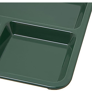 Carlisle FoodService Products Right Hand 4-Compartment Cafeteria / Fast Food Tray, 8.5" x 11", Forest Green (Pack of 12)