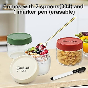 8 Pack 10oz Overnight Oats Containers With Lids, Reusable Leak Proof Wide Mouth Mason Jars For Fruit, Salad Dressing, Sauce, Cereal, Pasta, Sugar, Beans, Spice