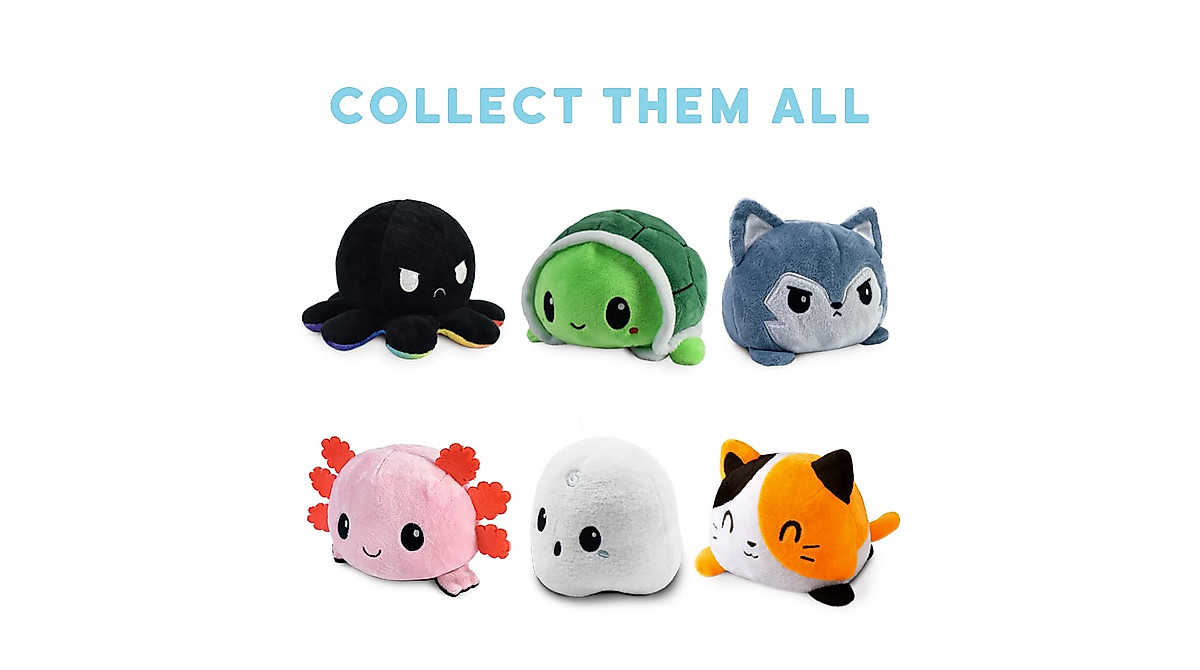 TeeTurtle Reversible Wolf Plushie | Soft Mood-Expressing Plush Toy