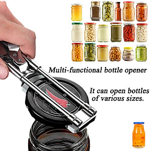 Adjustable Jar opener & Bottle Opener, Multifunctional Stainless Steel Manual Jar Bottle Can Opener, Easy-open Lid Seal Remover Kitchen Accessories