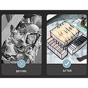 YZYANZI Socks Pants T-shirts Clothes Drawer Organizers Dividers For Drawer Folded Clothes Clothing (7 Packs - 2x Socks Grid-11+ 1 x Bra Grid-6 + 2 x Underwear Grid-7 Small + 2 x Legging Grid-7 Medium)