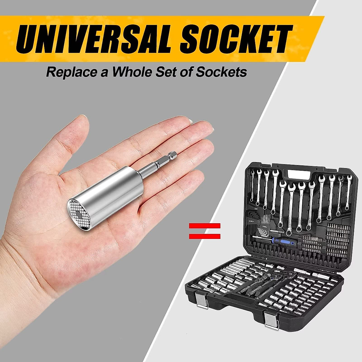 Stocking Stuffers White Elephant Christmas Gifts for Adults Men-Super Universal Socket Tools for Him Teens, Wrench Set Unscrew Any Bolt-Silver