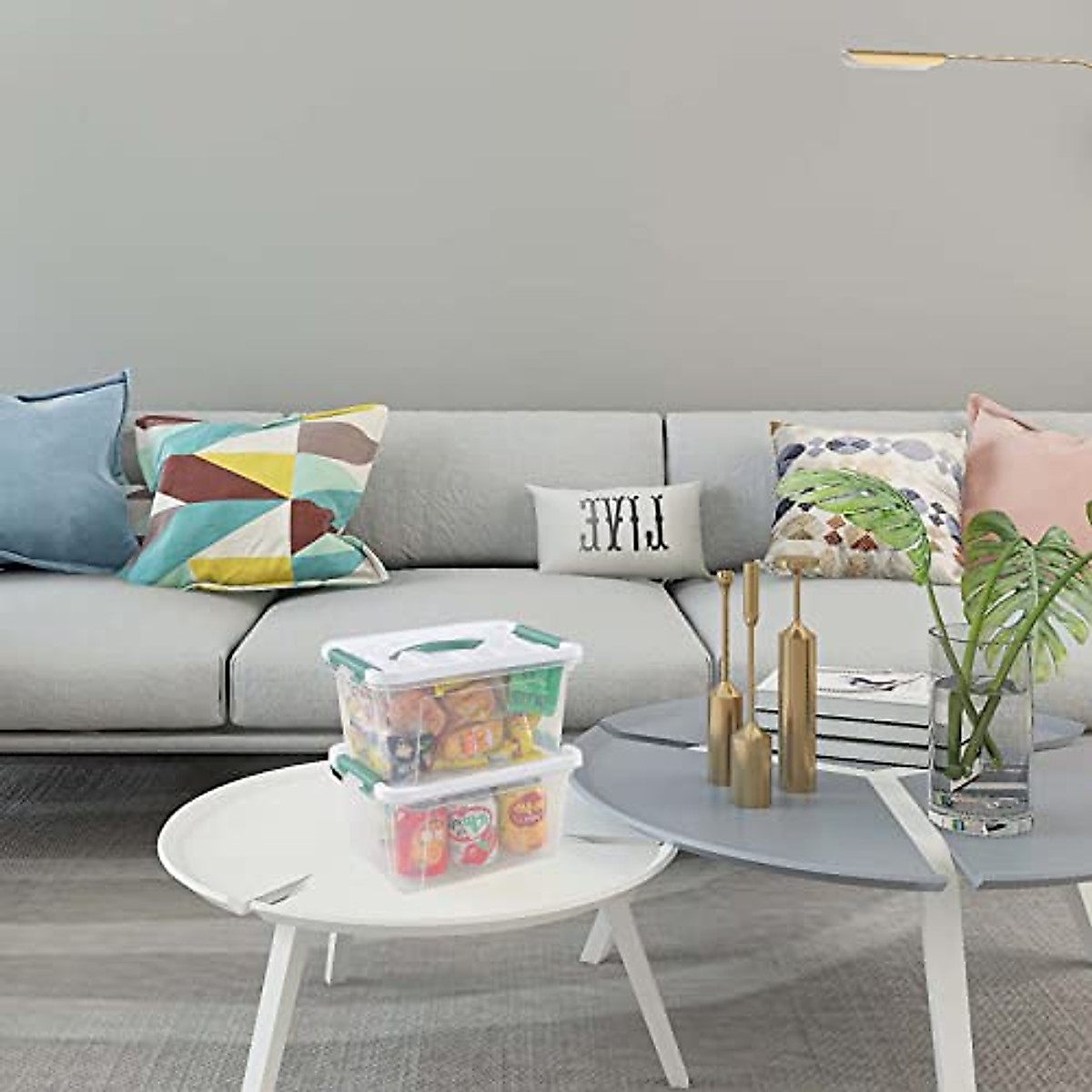 Anbers 5.5 Quart Clear Plastic Box with Lid, 4 Packs Latch Storage Bin