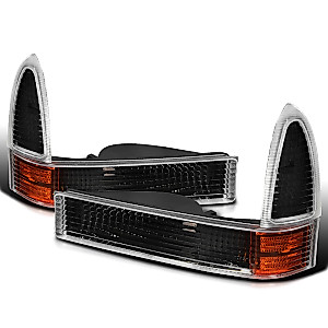 SPEC-D TUNING Black Housing Clear Lens Bumper Corner Lights Compatible with 1999-2004 Ford F250 F350 F450 F550, 2000-2005 Excursion, L+R Pair Assembly