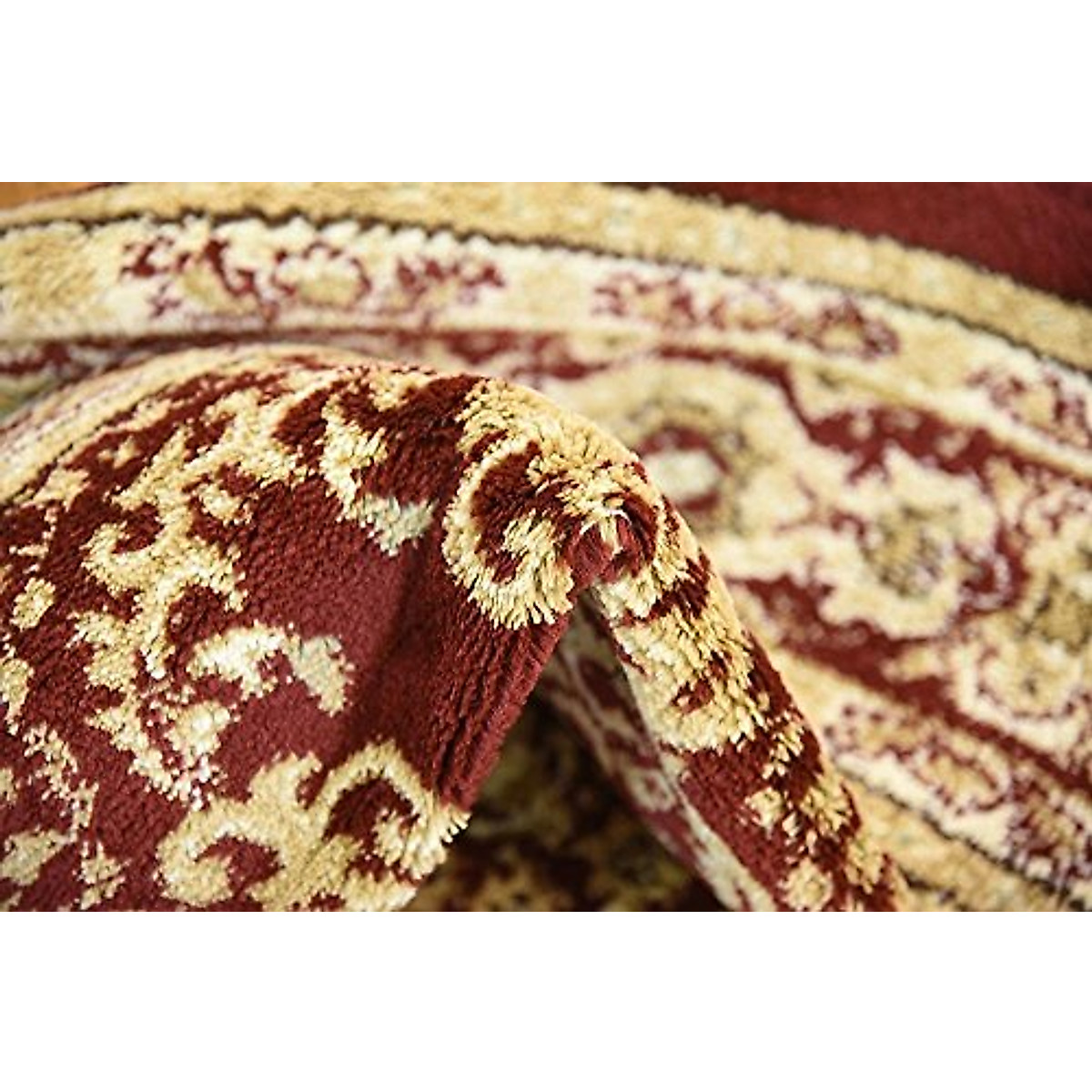 Unique Loom Versailles Collection Traditional Classic Border with Medallion Motif, Area Rug (6' 0 x 6' 0 Round, Burgundy/ Ivory)