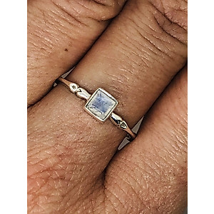 Koral Jewelry Cut Square Moonstone Stone Delicate Ring 925 Sterling Silver Vintage Boho Chic (7)