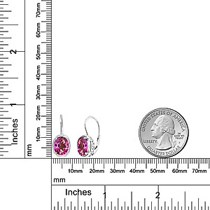 Gem Stone King 925 Sterling Silver Pink Mystic Topaz Women Dangle Earrings (3.60 Ct Oval 9X7MM)
