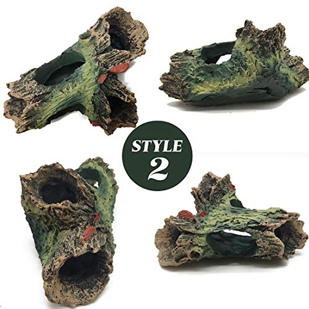 TIHOOD 3PCS Decaying Trunk Aquarium, Betta Fish Ornament, Freshwater Ornament - Resin Aquarium Decoration Log, Fish Tank Wood with Holes and Aquarium Caves