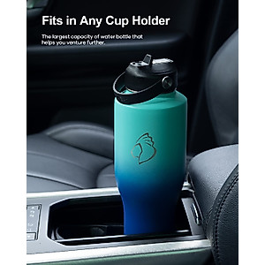BUZIO 40 oz Insulated Tumbler with Straw and Lids, Stainless Steel Water Bottle Fits in Any Car Cup Holders, Double Wall Metal Tumbler Flask Large Capacity, Travel Cold Bottles, Leak-Proof Tumbler