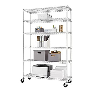 TRINITY NSF 6-Tier Wire Shelving Rack, 48"x18"x72"