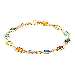 Barzel 18K Gold Plated Dark Multicolor Square Crystal Bracelet