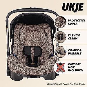 UKJE Protective Car Seat Stroller Cover Compatible with Doona Car Seat - Protector, Cotton Cover, Infant Car Seat Liner - Newborn Car Seat Accessories - Easy to Clean - Easy to Install (Beige Leopard)