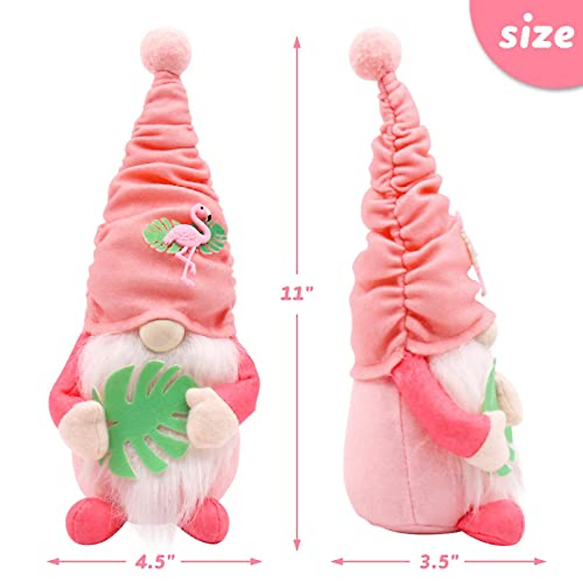 CiyvoLyeen Flamingo Gnomes Summer Gnomes Decor Beach Tropical Decor Tomte Plush Handmade Scandinavian Nisse Elf Dwarf Home Household Farmhouse Kitchen Tiered Tray Decorations