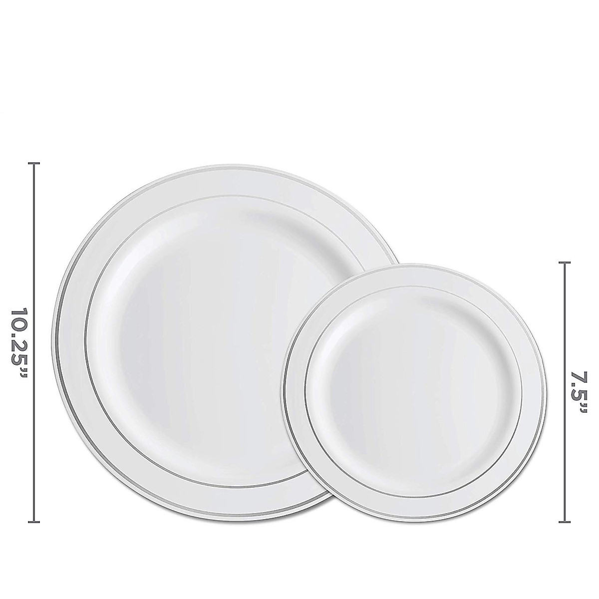 700 Piece Plastic Silver Dinnerware Set - 200 Rim Plates - 300 Silverware - 100 Cups - 100 Linen Like Silver Napkins, 100 Guest Disposable Dinnerware Set