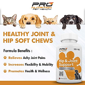 Hip & Joint Supplement- Improves Mobility, Joint Flexibility, & Arthritis Pain Relief. Powerful Ingredients Turmeric, Chondroitin, Glucosamine & MSM. Soft Chewable Bacon Flavor Tablet for Dogs & Cats.