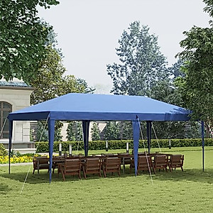Outsunny 10' x 20' Pop Up Canopy Tent, Upgraded Heavy Duty Tents for Parties, Outdoor Instant Gazebo Sun Shade Shelter with Carry Bag, for Catering, Events, Wedding, Backyard BBQ, Blue
