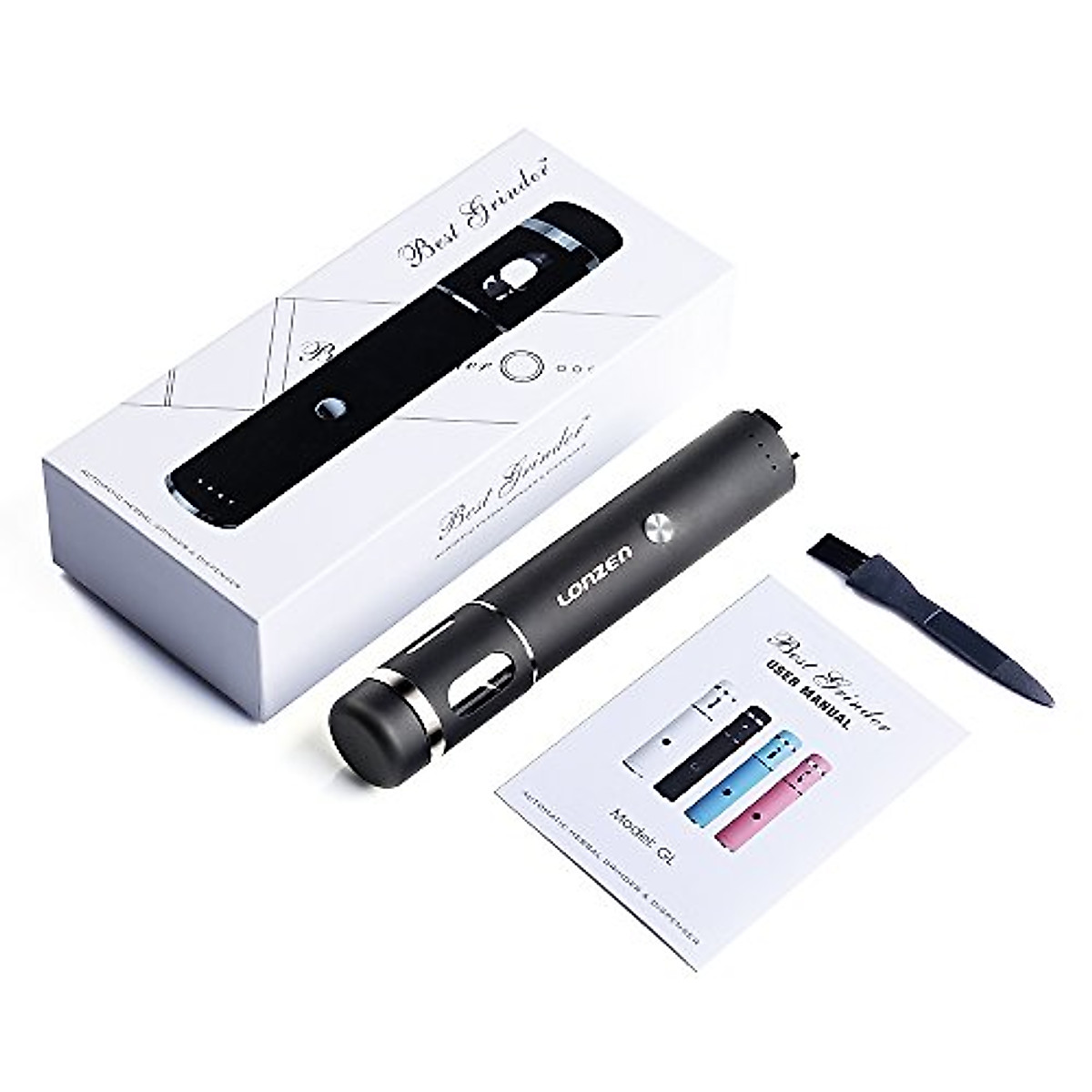 Rechargeable Electric Dry Herb Grinder - LONZEN 2018 Best Design. Crush the Toughest Spice with Heavy Duty Stainless Steel Blades. Clear Glass Dispenser Window. 2 - Year Warranty.