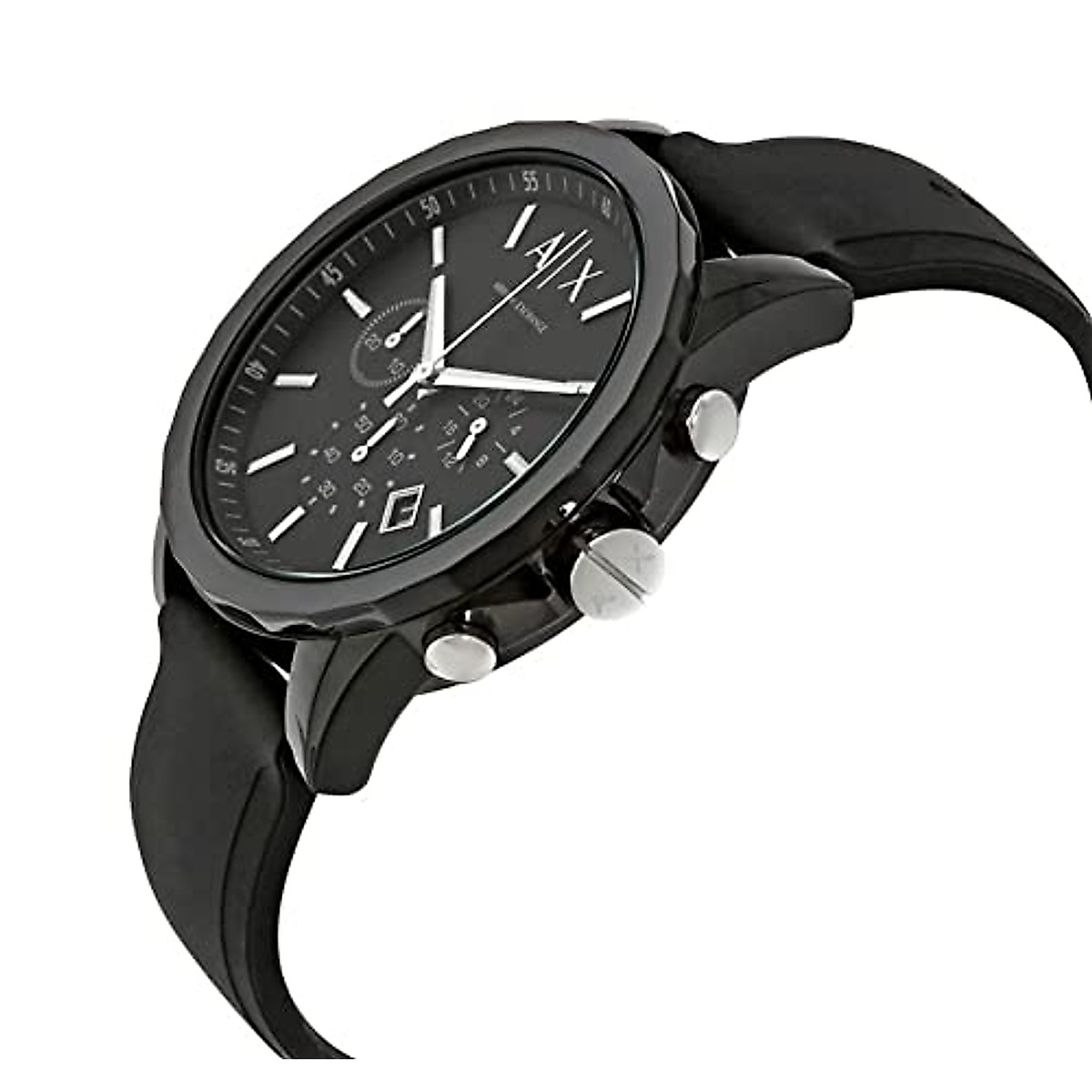 AX ARMANI EXCHANGE Men's Black Silicone Strap Watch (Model: AX1326)