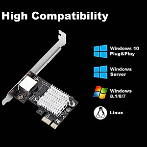 OKN 2.5GBase-T PCIe Network Adapter RJ45 LAN Controller up to 2500 Mbps PCI Express Gigabit Ethernet Card with Standard and Low-Profile Brackets Support Windows and Windows Server