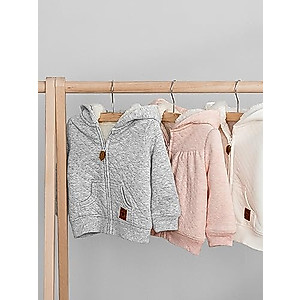 Simple Joys by Carter's Unisex Babies' Hooded Sweater Jacket with Sherpa Lining, Grey, 18 Months