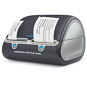 DYMO LabelWriter 450 Twin Turbo Direct Thermal Label Printer, Black - USB Connectivity - Print up to 71 Labels Per Minute, 300 x 600 dpi, 2.20" Print Width Monochrome Barcode Label Maker, BROAGE