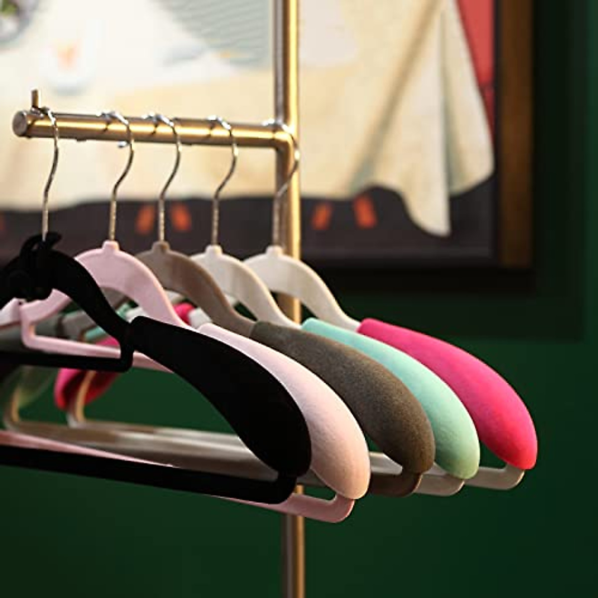 KADEA 5 Pairs of Velvet Hangers with Shoulder Form, Suitable for Velvet Hangers, Non-Slip (Please Note: Hangers are not Included.) (Black)