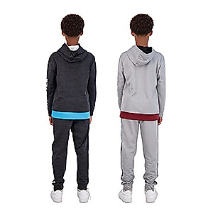Hind Boys 4-Piece Hoodie and Sweatpant Set for Jogging and Track (Maroon-Blue, 5-6, numeric_5)